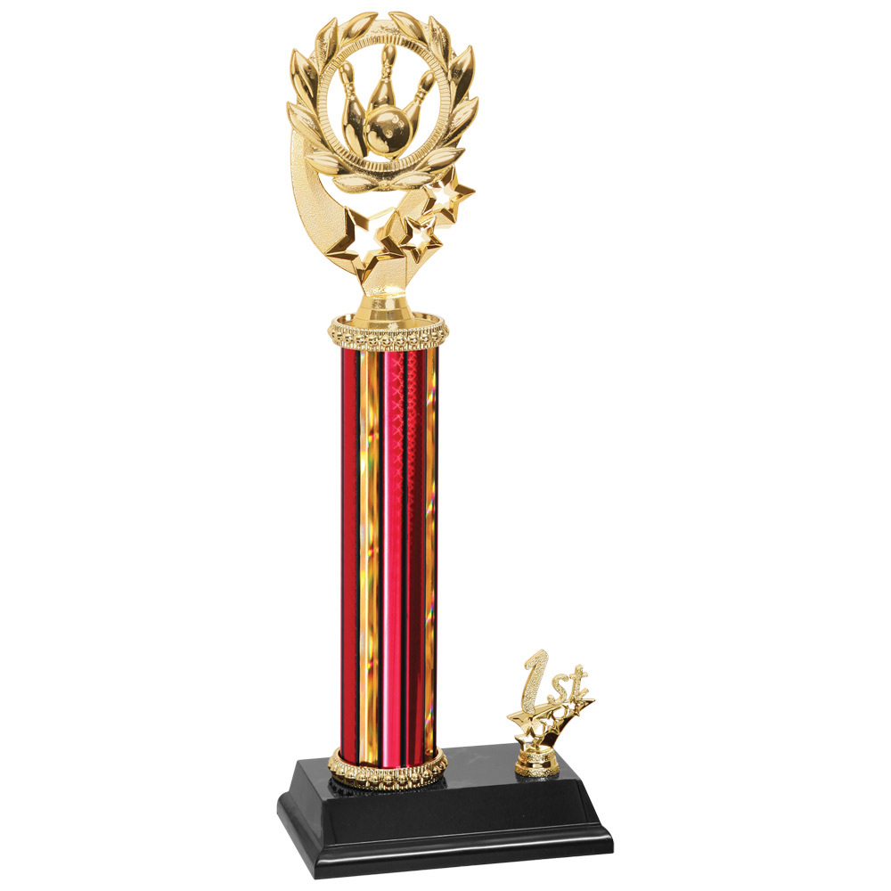 45" Red/Gold Round Prism Hologram Trophy Column - Awards for Less