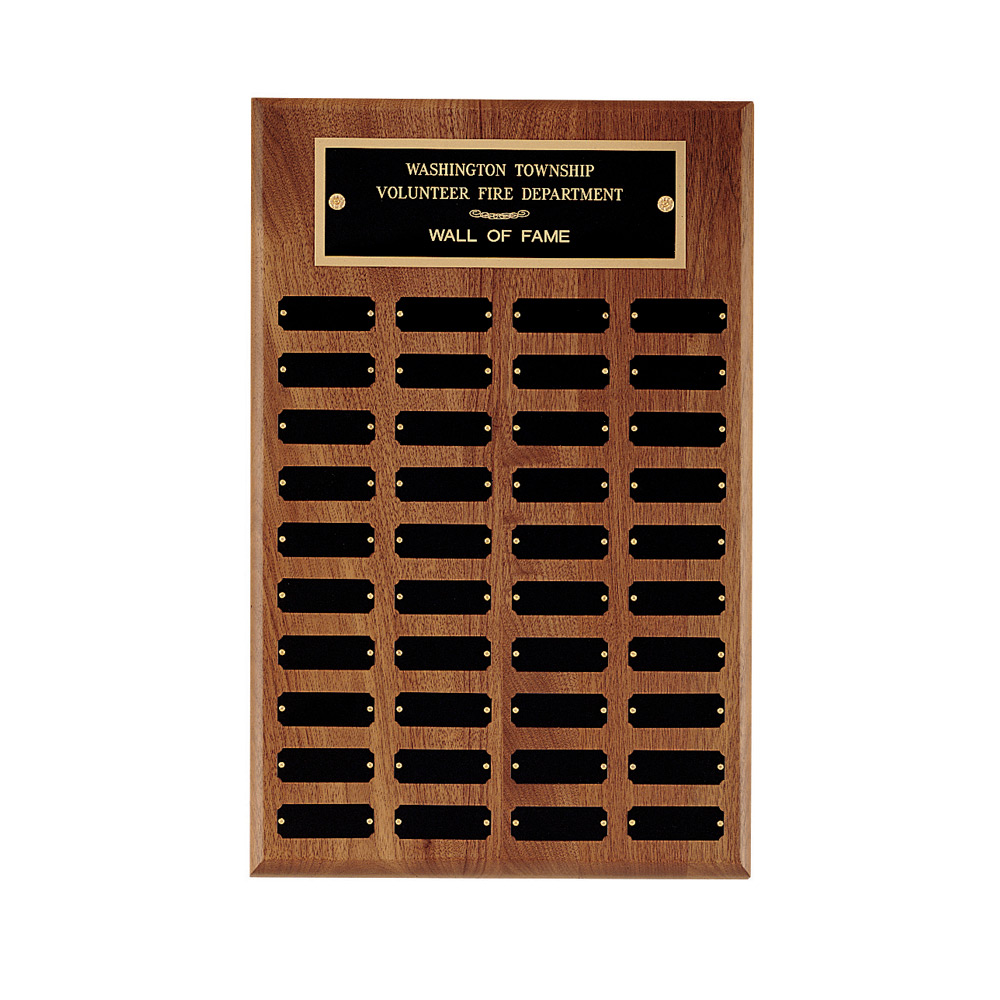American Walnut Perpetual Plaque - 13" x 20" - 40 Plates - Awards for Less