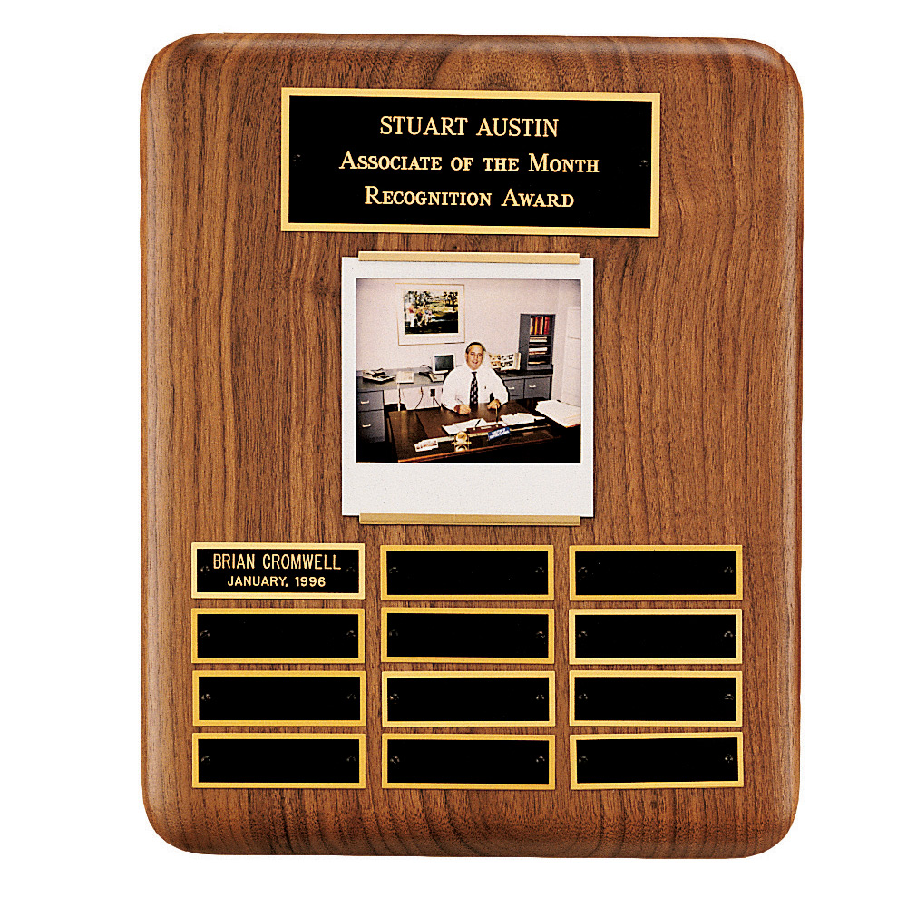 American Walnut Photo Perpetual Plaque - 12 Plates - Awards for Less