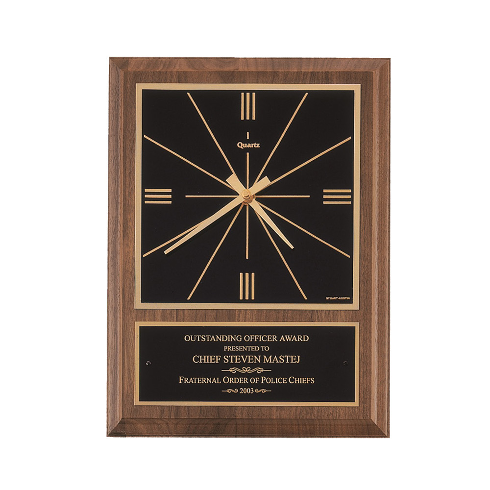 American Walnut Vertical Wall Clock with Square Face - Awards for Less