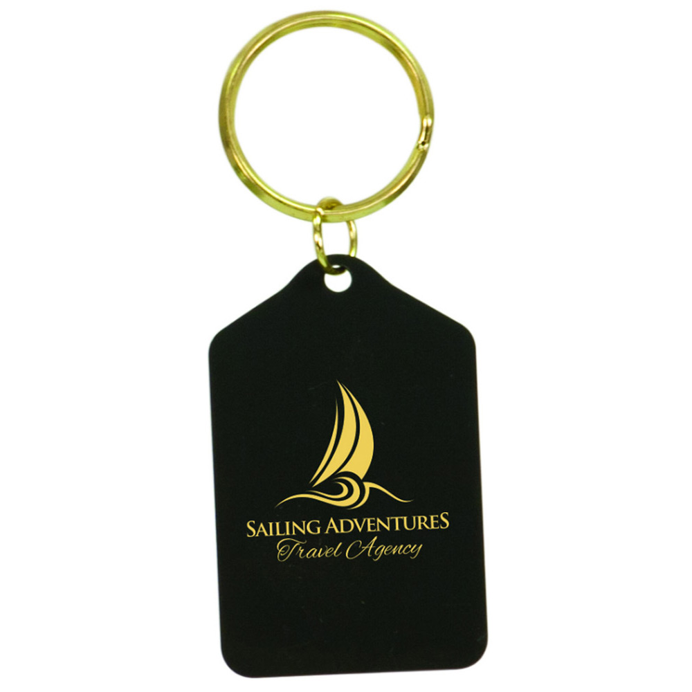 Laserable Black Brass Tablet Keychain - Awards for Less