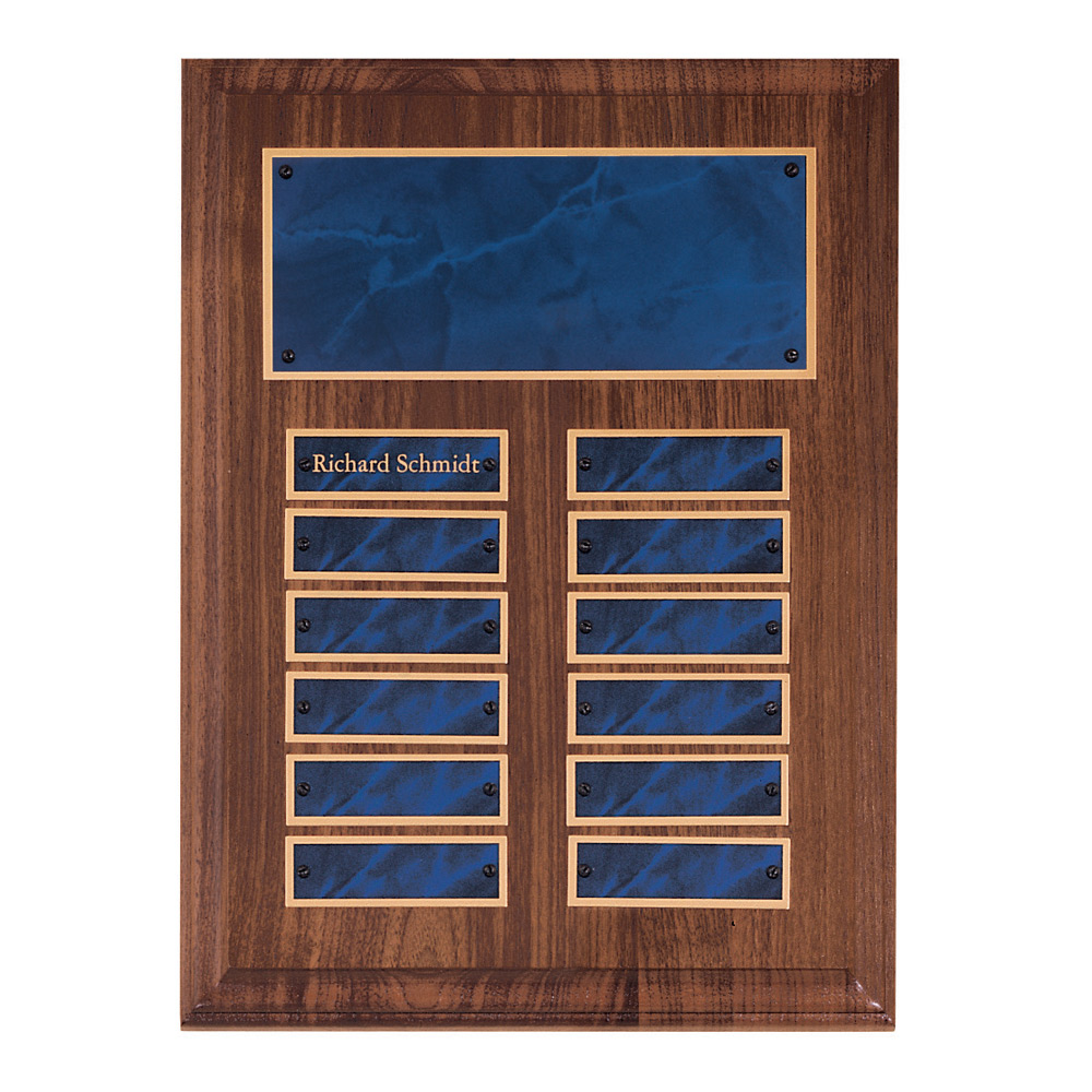Solid American Walnut Perpetual Plaque - 12 or 24 Plates - Awards for Less