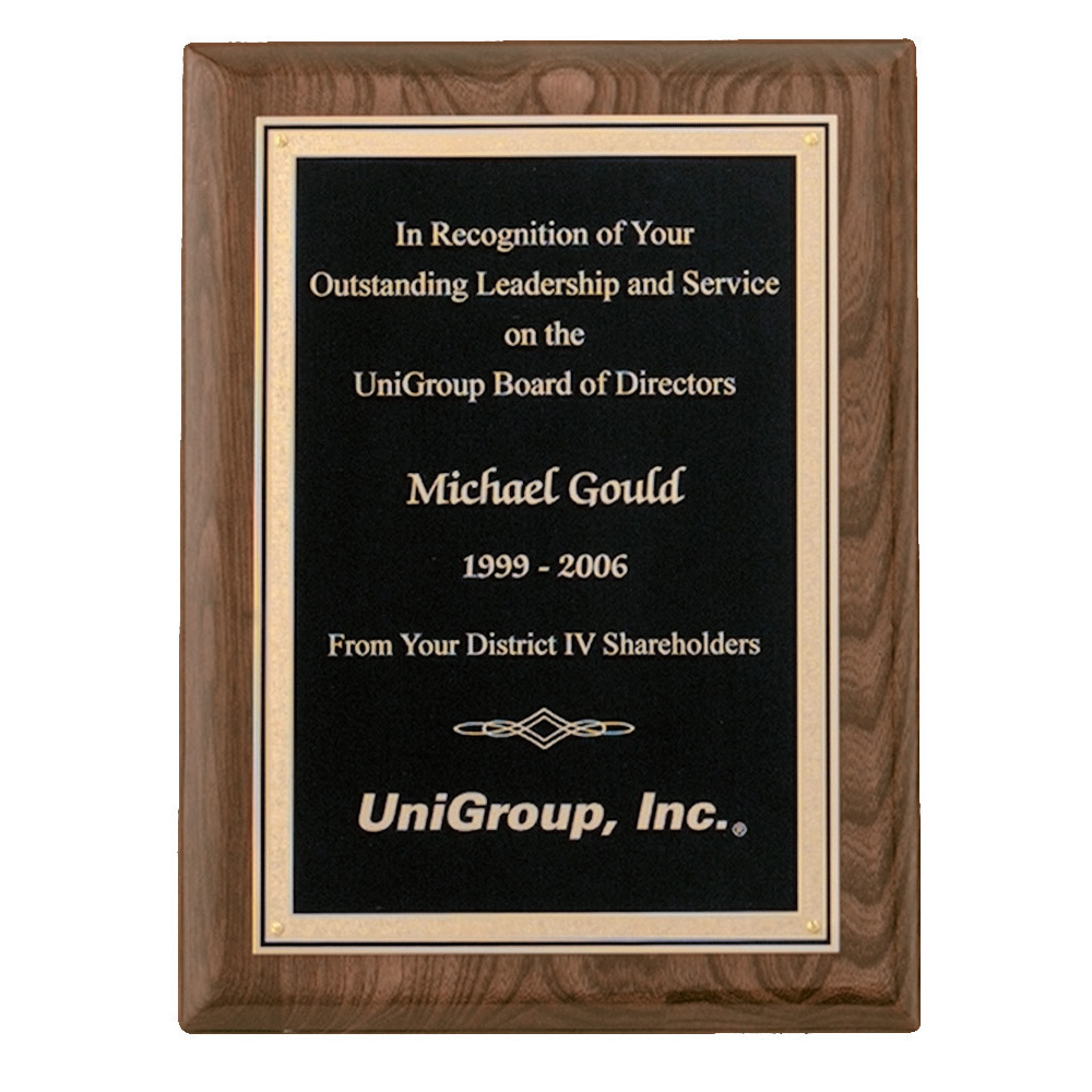 Walnut Stained Piano-Finish Airflyte Plaques with Black Textured Center ...
