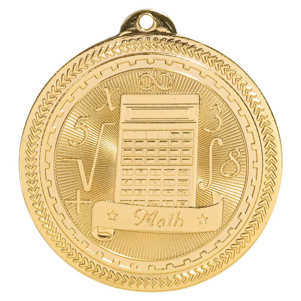 2" Bright Gold Math Laserable BriteLazer Medal - Awards for Less