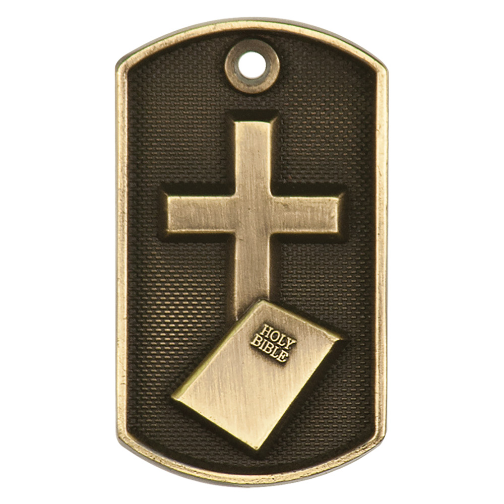 2" Antique Gold 3D Religion Dog Tag - Awards for Less