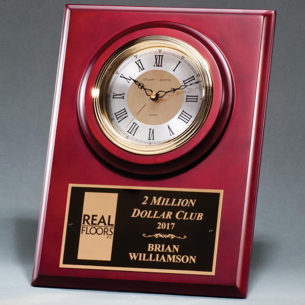 Cherry Finish Clock with Three-Hand Movement - Awards for Less