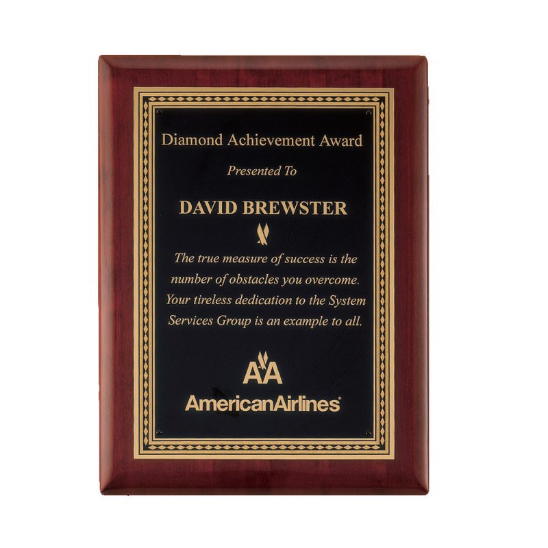 Rosewood Piano-Finish Plaques with Black Brass Engraving Plates ...